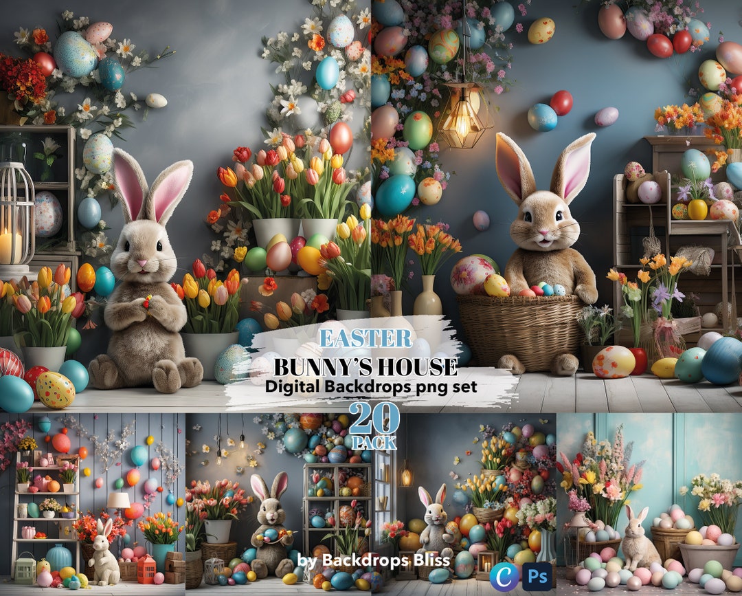 Easter Digital Backdrop Easter Bunny Backdrop Easter Png Easter Egg ...