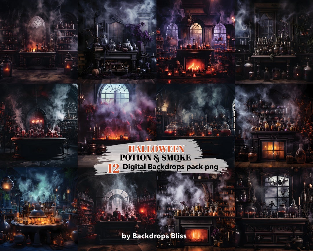 Halloween Backdrop Potion Laboratory Digital Background Lab Halloween ...