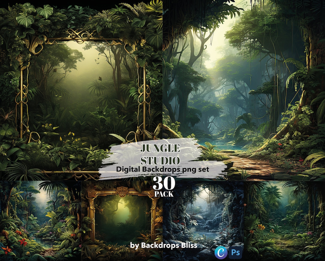 Jungle Digital Backdrop Forest Overlay Enchanted Forest Backdrop Safari ...