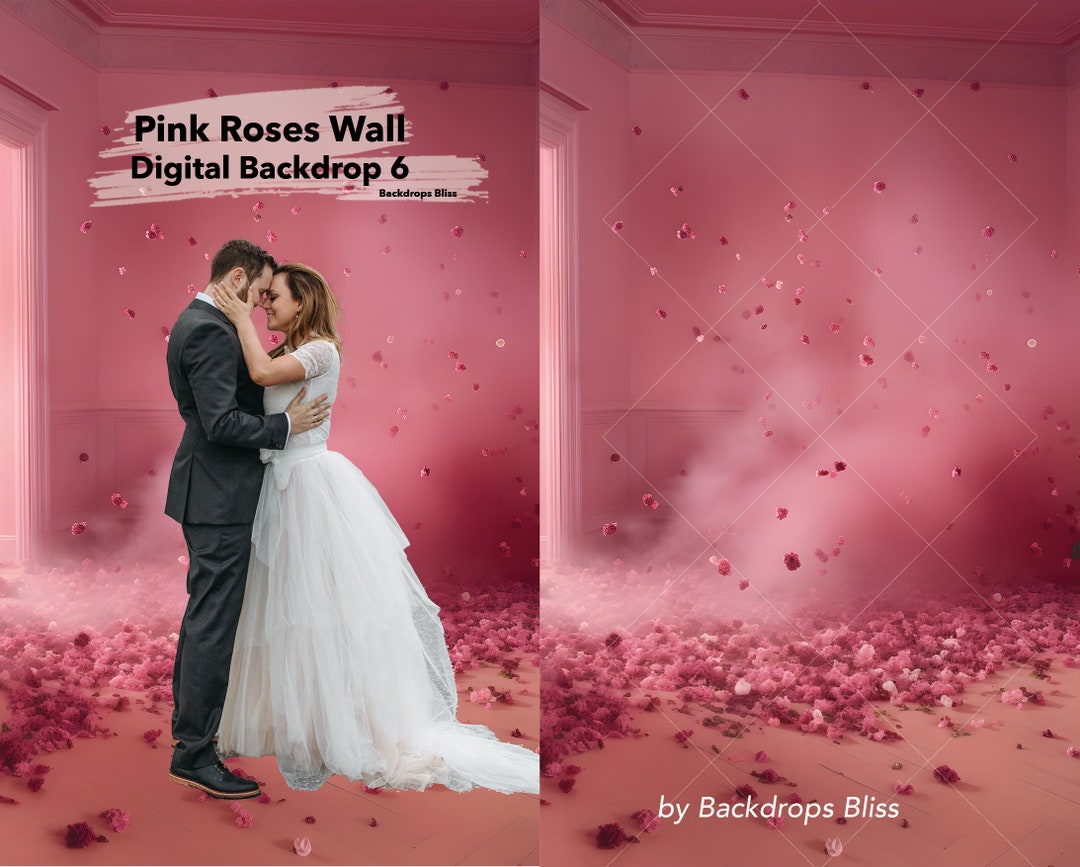 1 Digital Pink Rose Wall Art Backdrop - Floral Backdrop - Studio ...