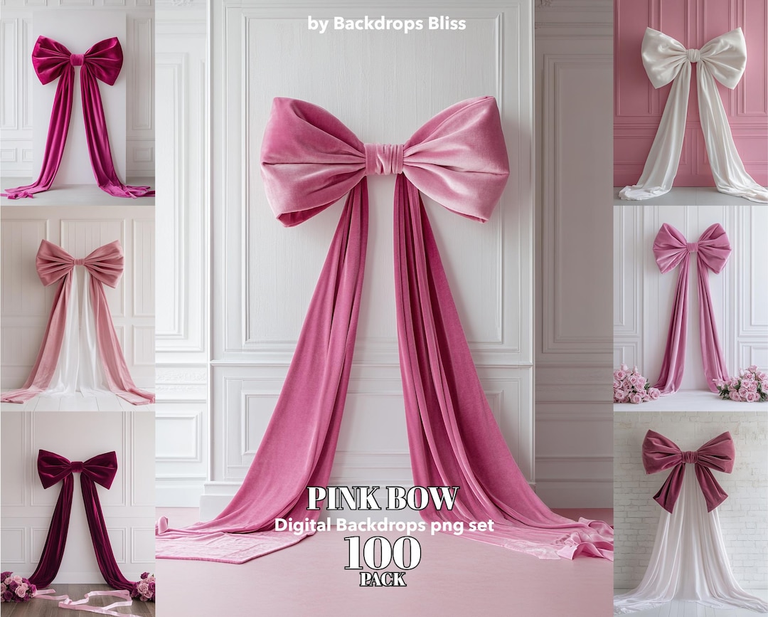 Giant Bow Backdrop Pink Bow Backdrop Ribbon Overlay Maternity Digital ...