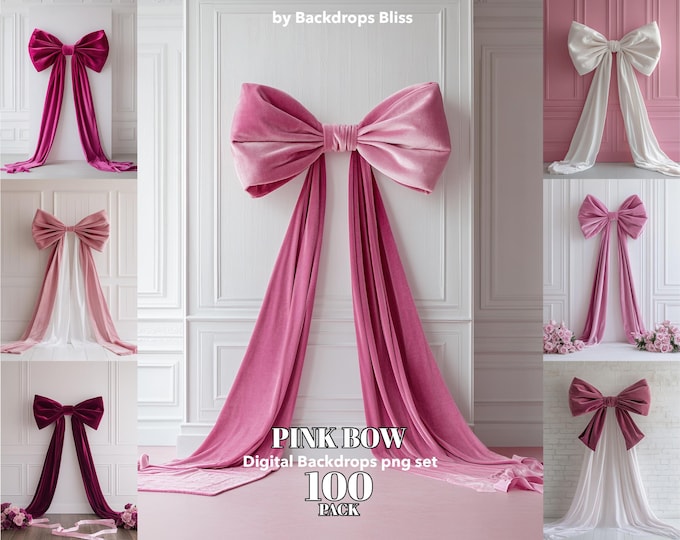 Giant Bow Backdrop Pink Bow Backdrop Ribbon Overlay Maternity Digital ...