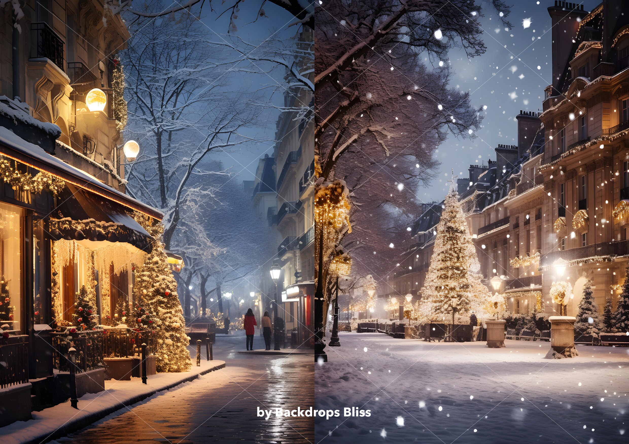 Paris Christmas Digital Backdrop Christmas in Paris Digital Backdrop ...