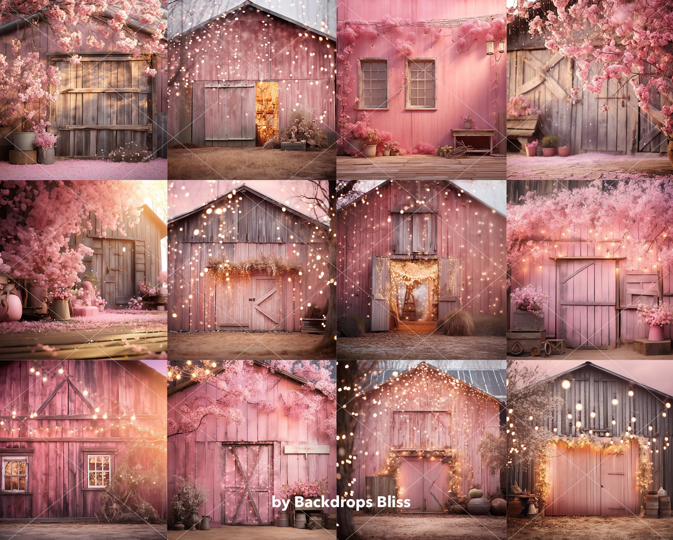 Pink Barn Backdrop Farm Pink Backdrop Boho Digital Backdrop for Kids ...