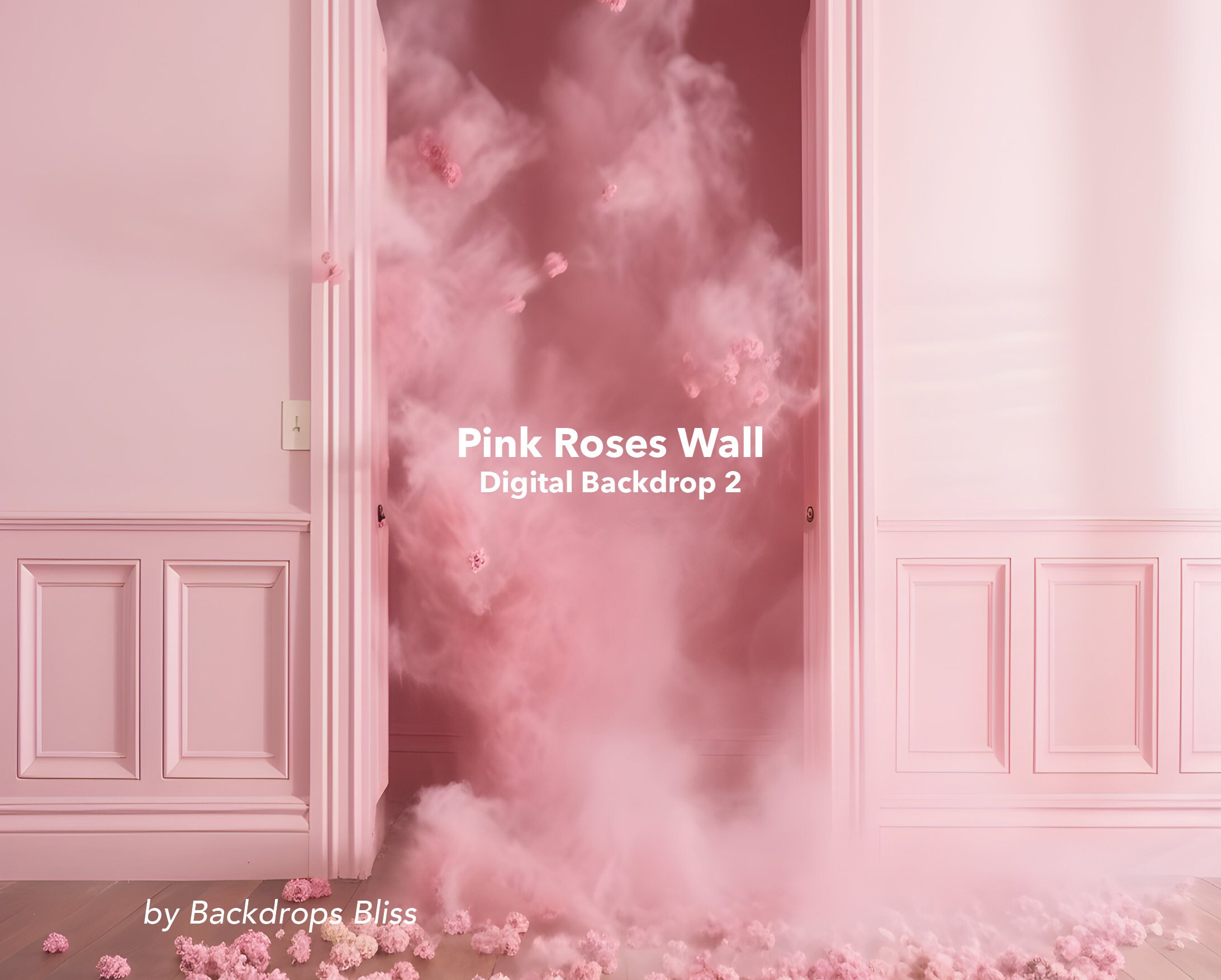 1 Digital Pink Rose Wall Art Backdrop Floral Backdrop Studio ...