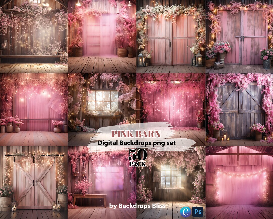 Pink Barn Backdrop Barn Wedding Decor Photo Booth Backdrop Cowgirl ...
