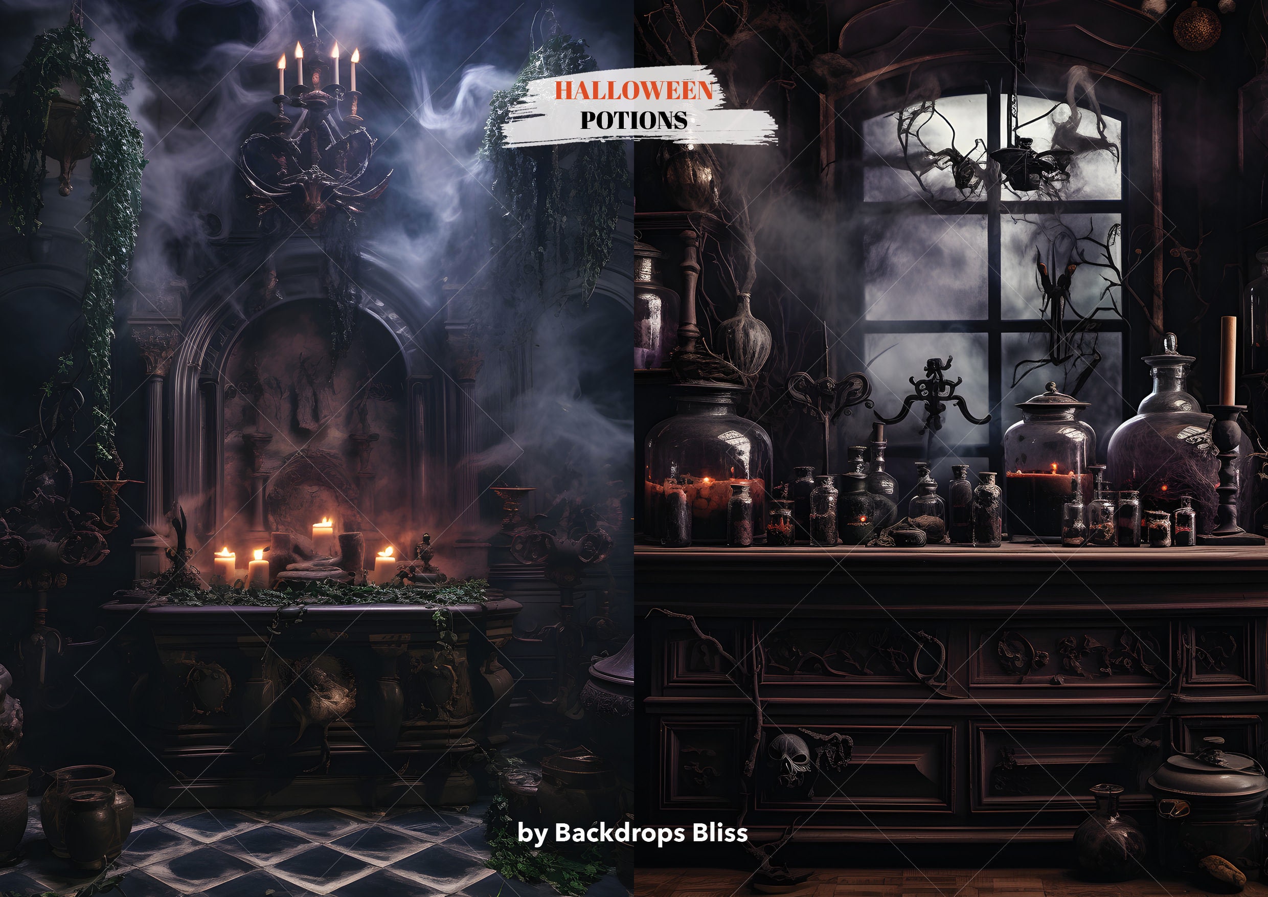 Halloween Backdrop Potion Laboratory Digital Background Lab - Etsy