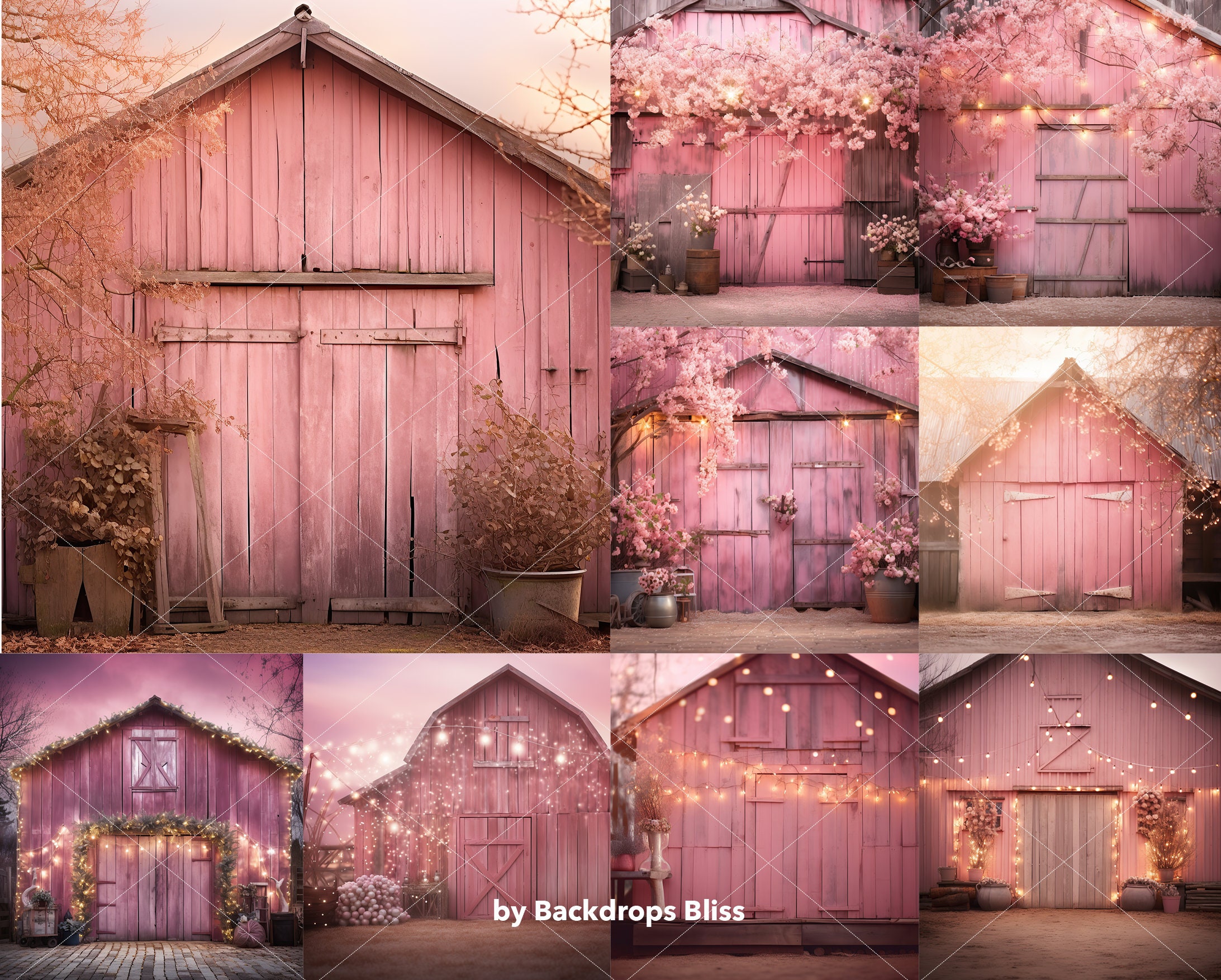 Pink Barn Backdrop Farm Pink Backdrop Boho Digital Backdrop for Kids ...