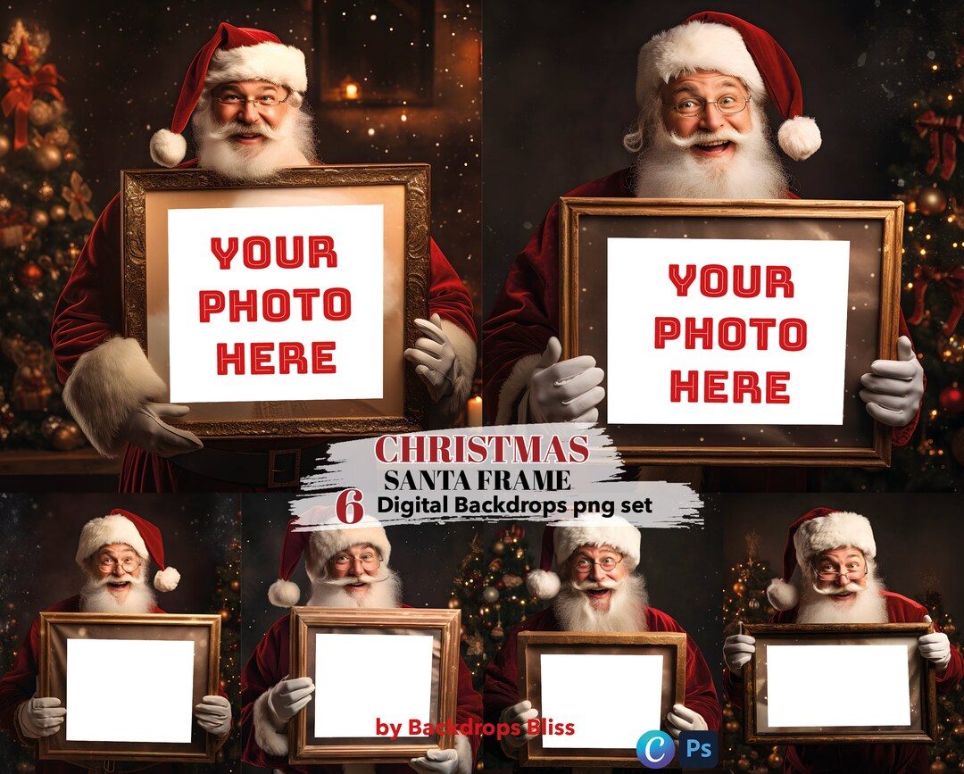 Santa Christmas Digital Backdrop Santa Frame Christmas Backdrop Insert ...