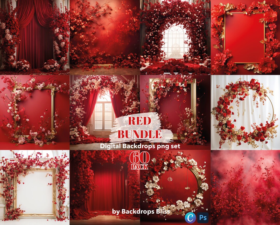 Red Maternity Digital Backdrop Frame Red Floral Maternity Backdrop ...