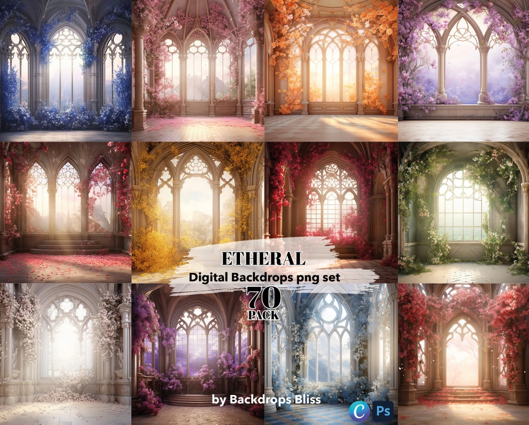 Gothic Floral Maternity Digital Backdrop ethereal Blossom Digital ...