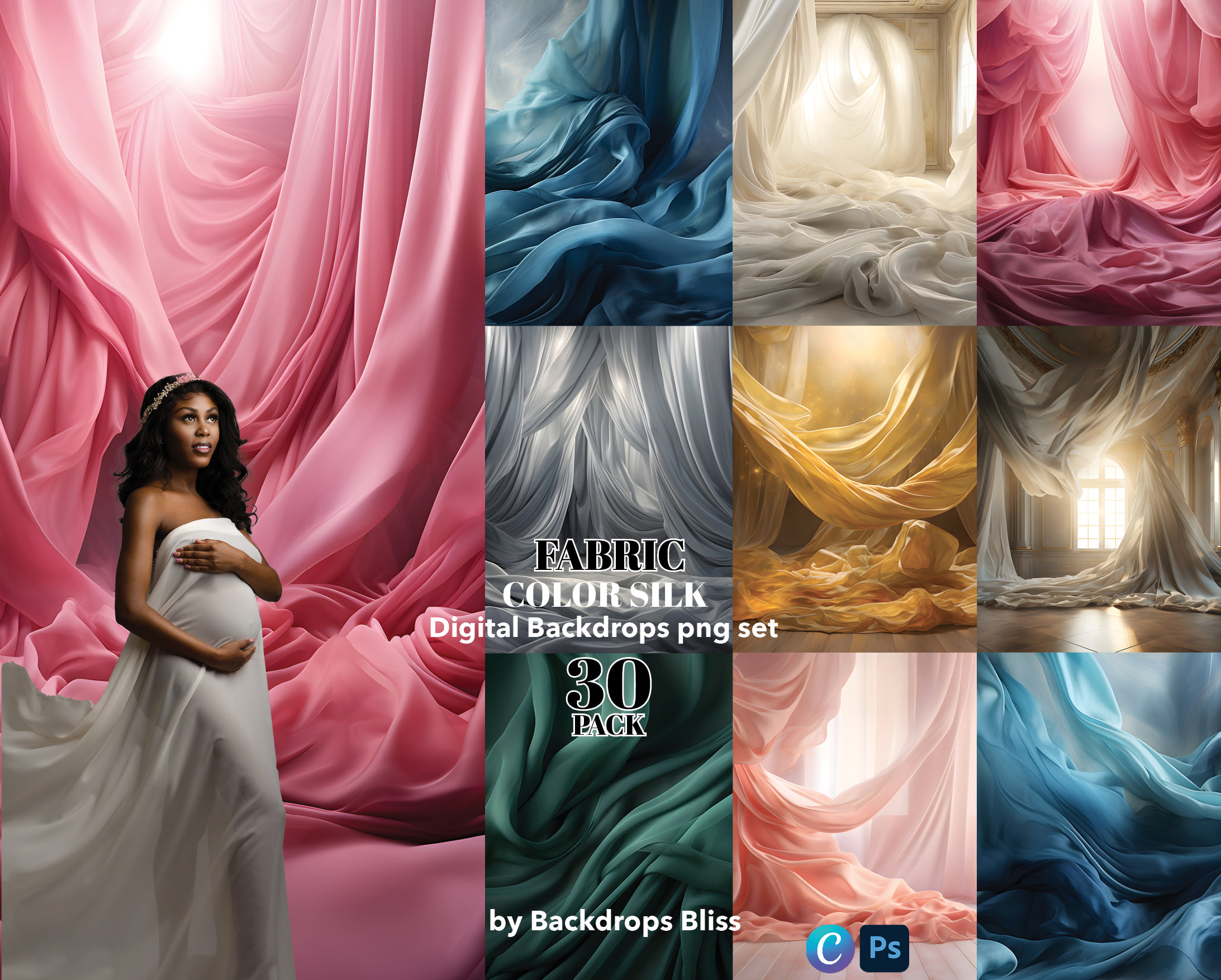 Color Silk Digital Backdrop Multi-colored Flowing Fabric Backdrop ...