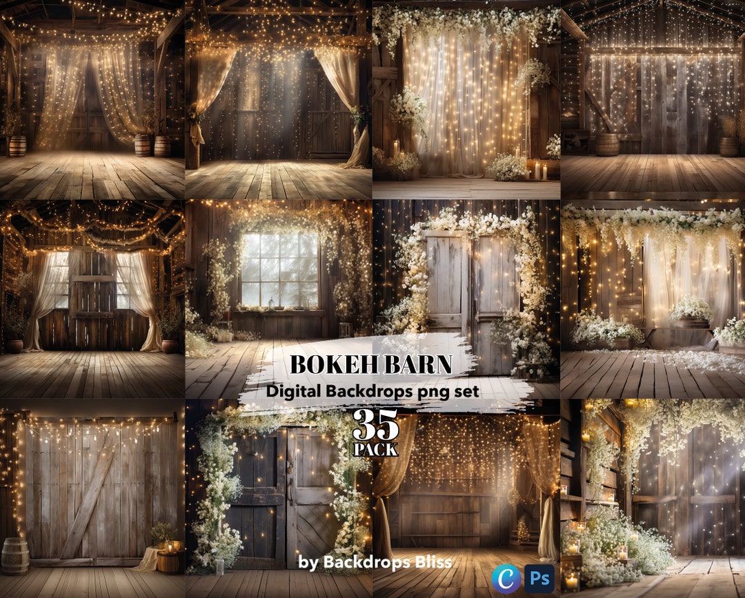 Barn Backdrop Brown Boho Digital Backdrop Bokeh Light Barn Wood ...