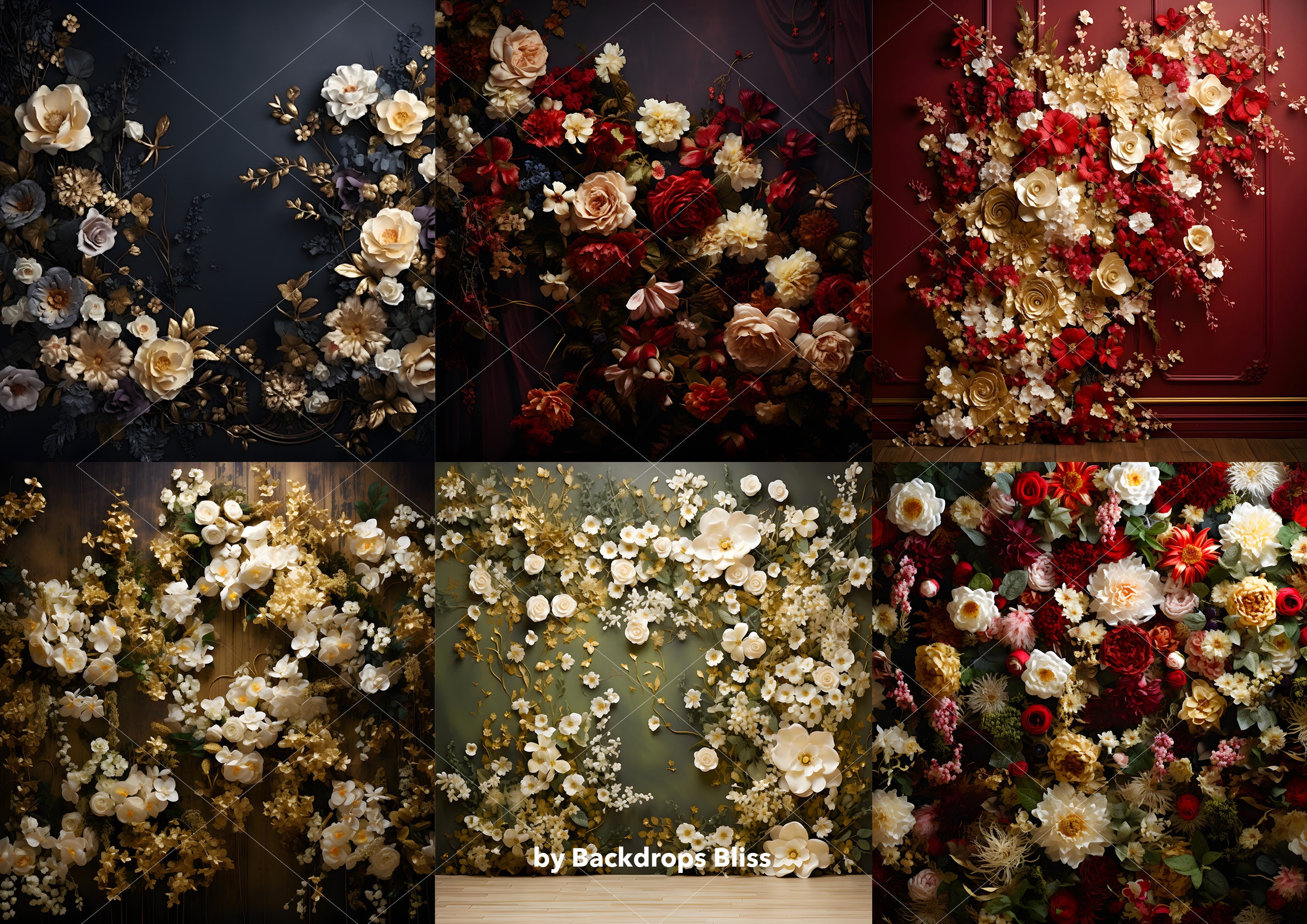 Floral Wall Art Digital Backdrop Dark Floral Backdrop - Etsy