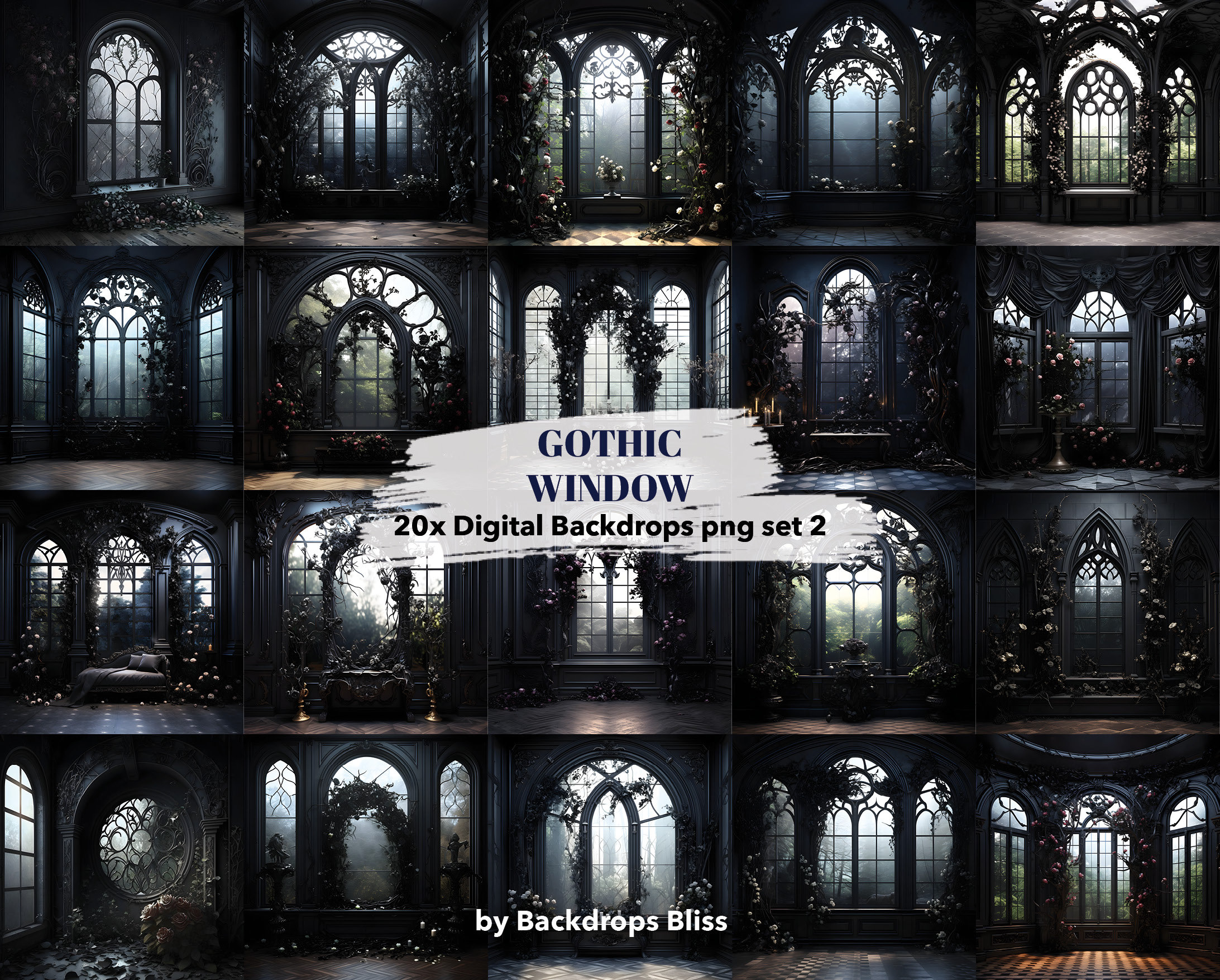 Halloween Digital Backdrop Gothic Maternity Digital Backdrop Floral ...