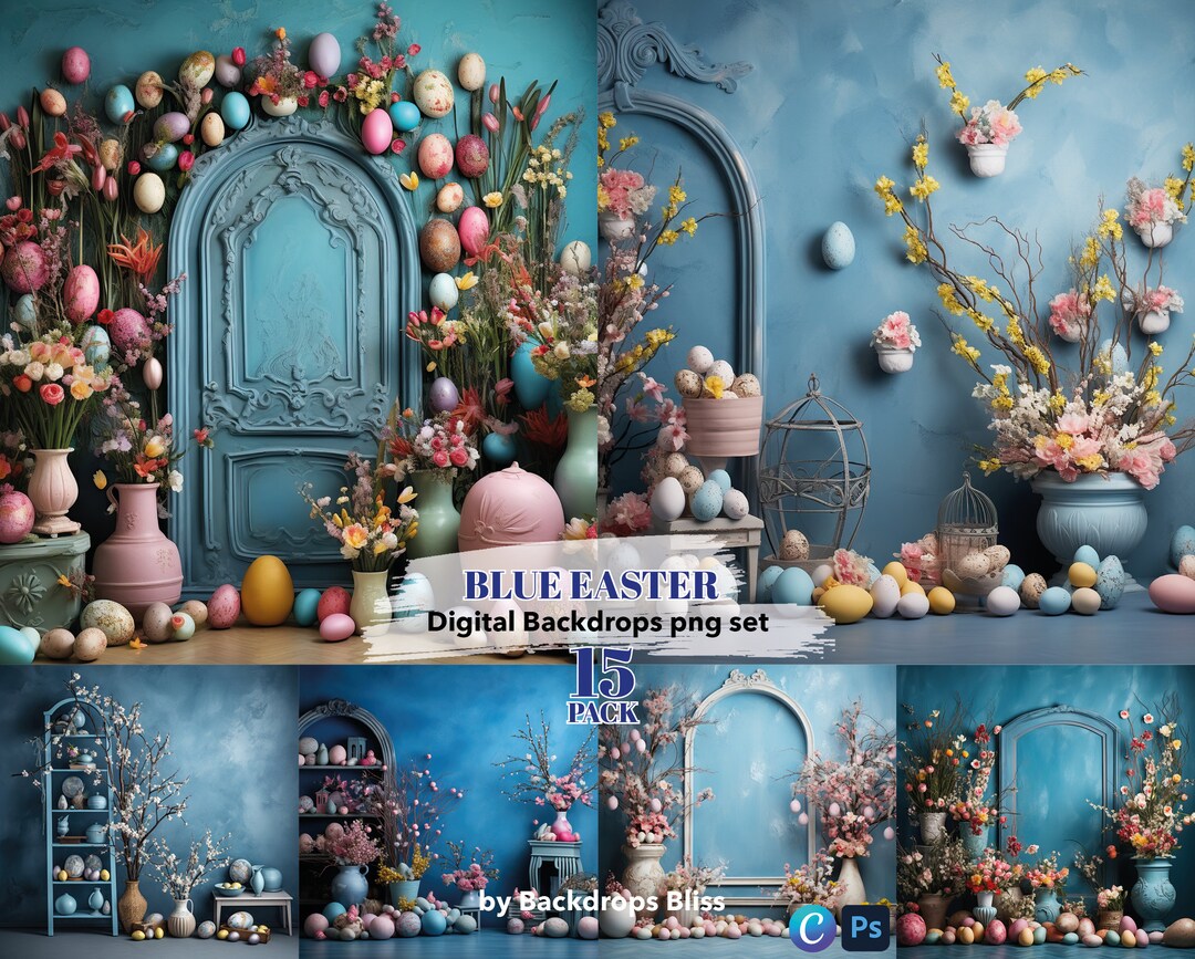 Blue Easter Digital Backdrop Easter Scene Easter Arch Digital Backdrop ...
