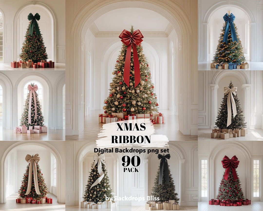 Christmas Digital Backdrop Christmas Tree Overlay Christmas Backdrop ...