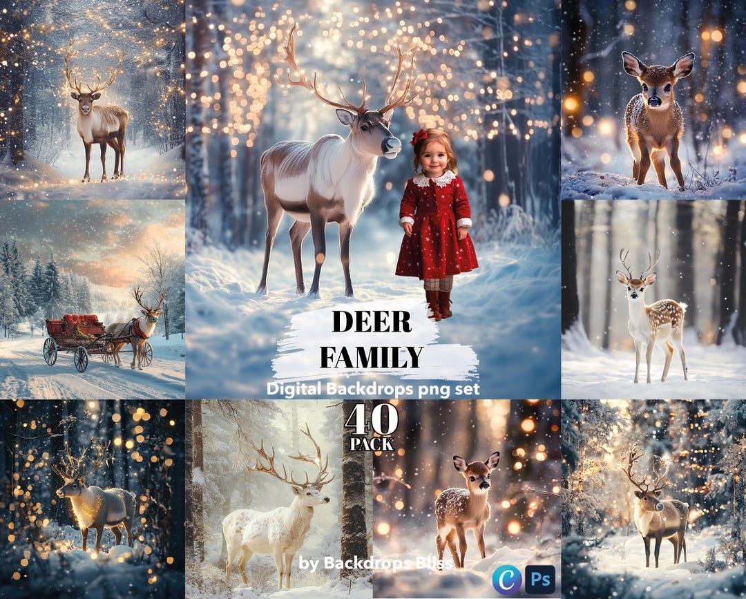 Christmas Backdrop Family Deer Backdrop Christmas Overlay for Kids ...