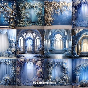 Maternity Digital Backdrop Floral Maternity Backdrop Blue Digital ...