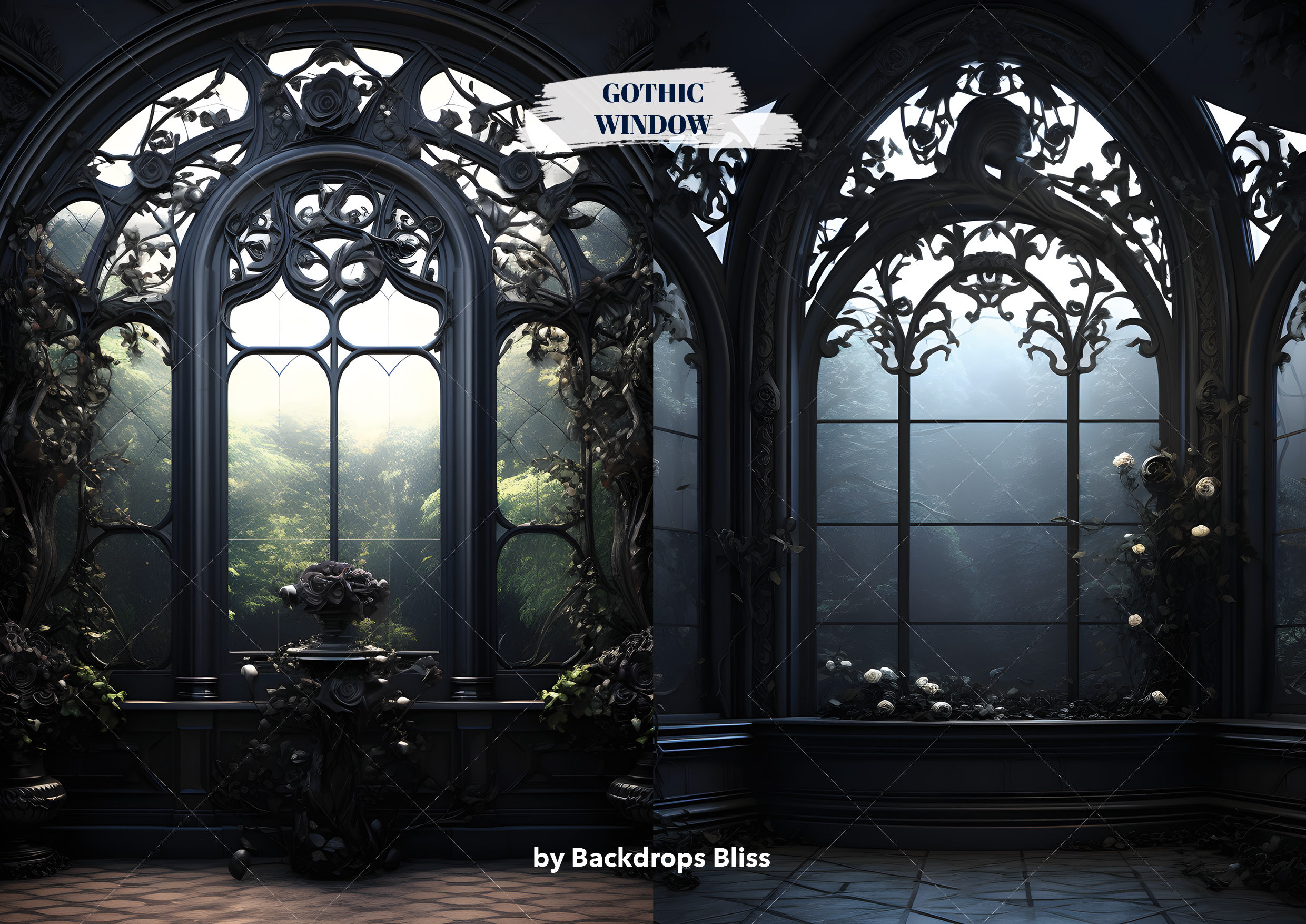 Halloween Digital Backdrop Gothic Maternity Digital Backdrop Floral ...