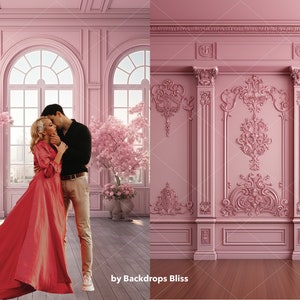 Pink Maternity Digital Backdrop Room Pink Paneled Room Digital Backdrop ...