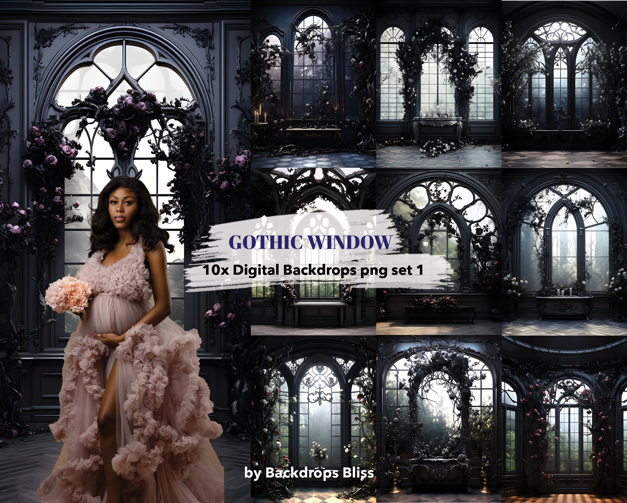 10x Digital Gothic Window Art Backdrop Studio Floral - Etsy