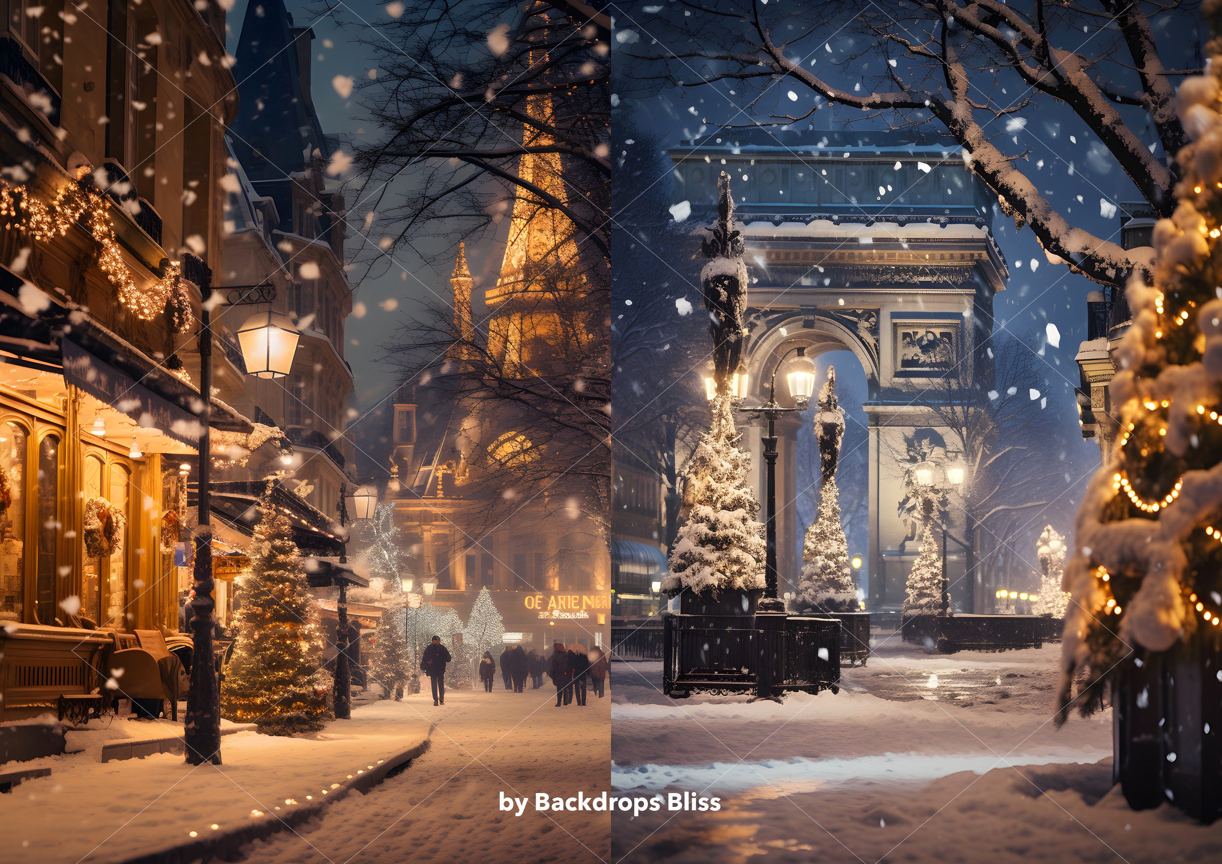 Paris Christmas Digital Backdrop Christmas in Paris Digital Backdrop ...