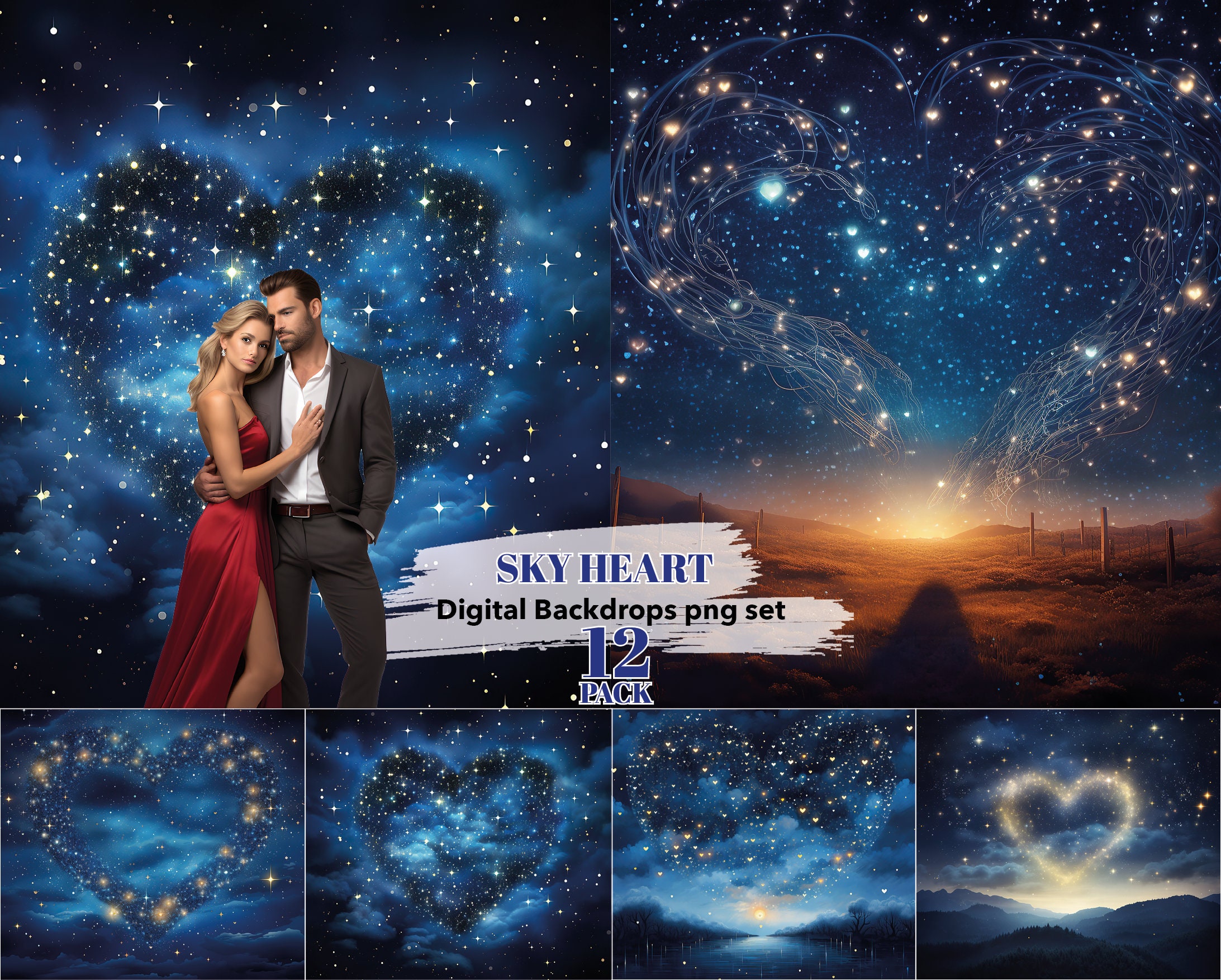 Starry Night Backdrop Sky Above Clouds Digital Backdrop Sky Overlay Sky ...