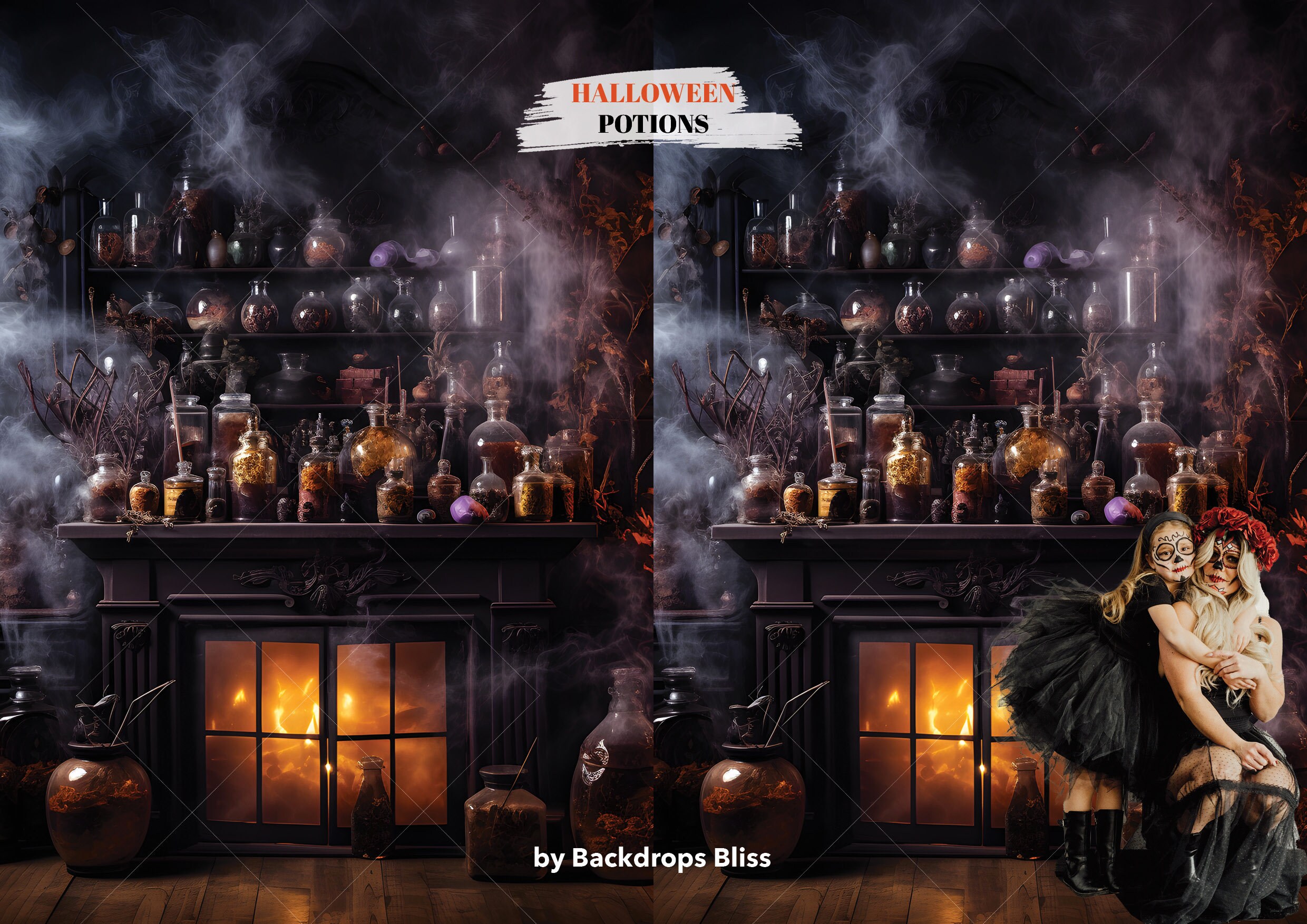 Halloween Backdrop Potion Laboratory Digital Background Lab - Etsy