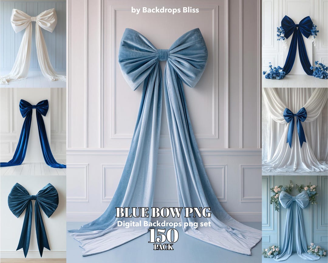 Giant Bow Backdrop Blue Bow Png Maternity Backdrop Overlays Ribbon ...