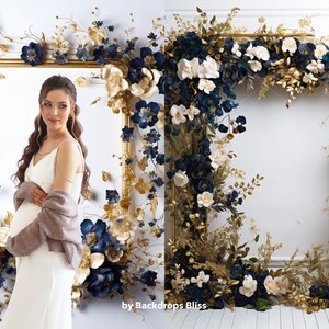 Blue Maternity Digital Backdrop Boho Navy Blue Digital Backdrop ...