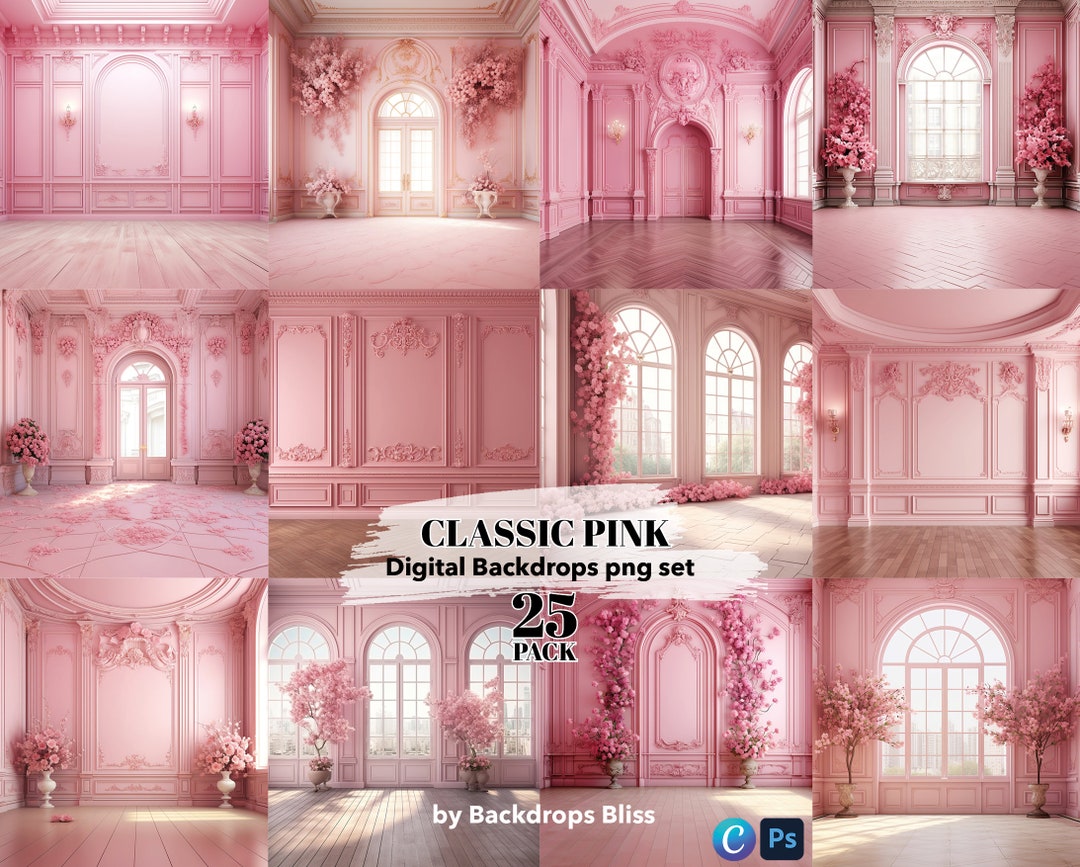 Pink Maternity Digital Backdrop Room Pink Paneled Room Digital Backdrop ...