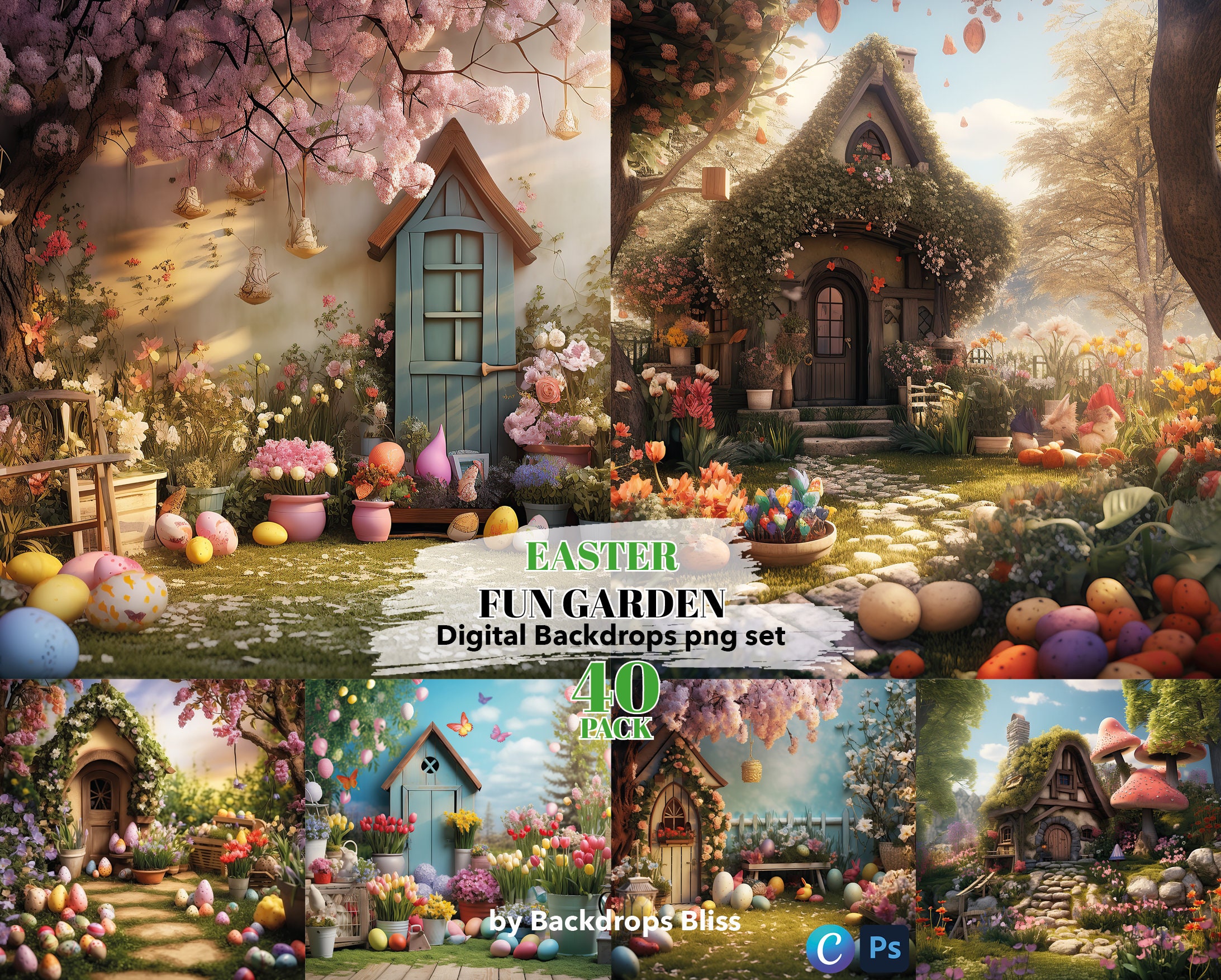 Easter Png Easter Spring Digital Backdrop Garden Digital Outdoor ...