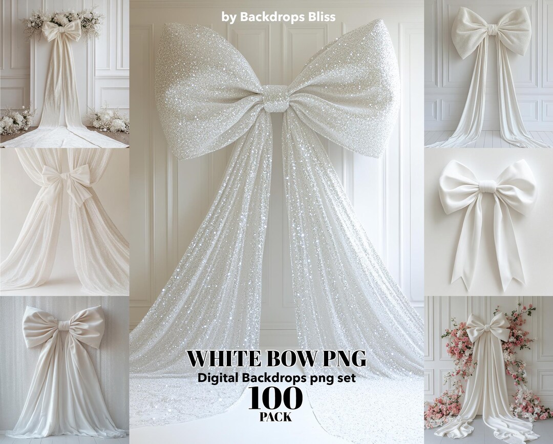 Giant Bow Backdrop White Bow Png Ribbon Overlay White Studio Portrait ...