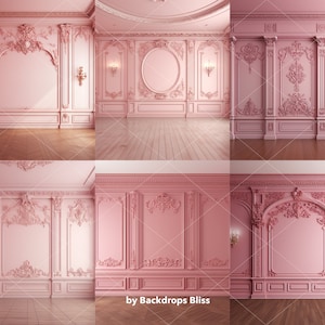 Pink Maternity Digital Backdrop Room Pink Paneled Room Digital Backdrop ...