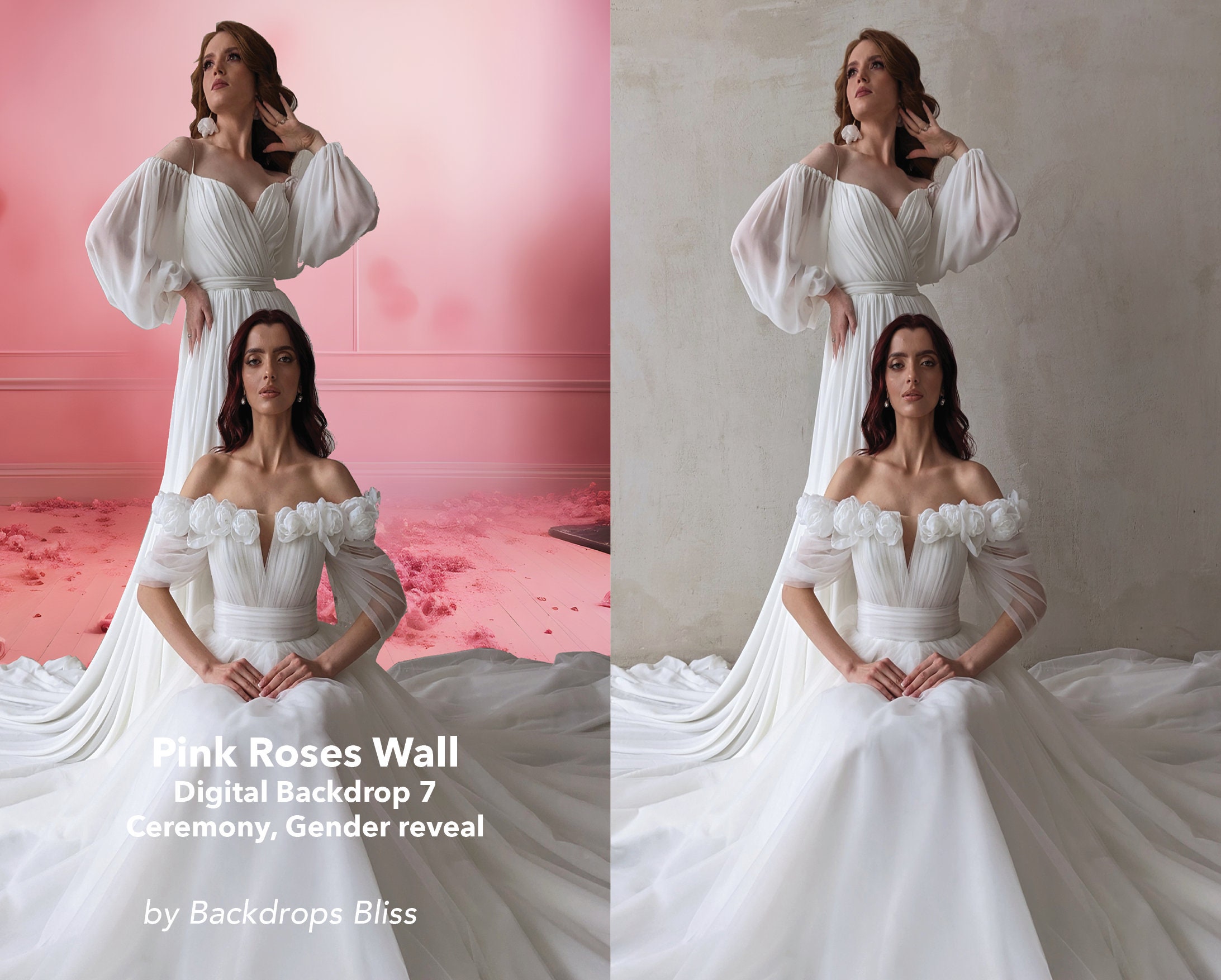 1 Digital Pink Rose Wall Art Backdrop Floral Backdrop Studio ...