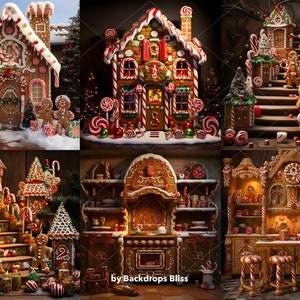 Christmas Gingerbread Digital Backdrop Christmas Bundle Backdrop ...