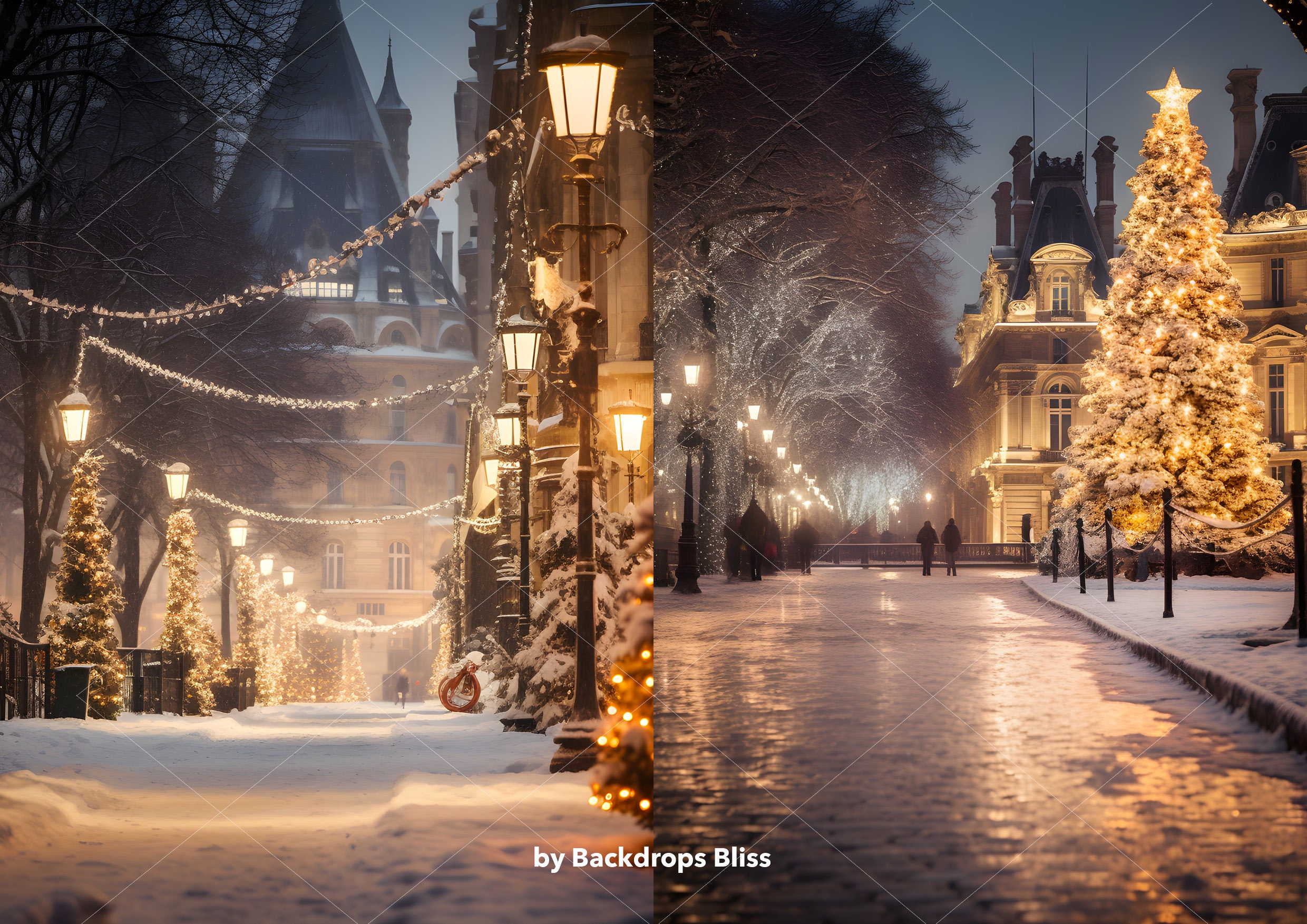 Paris Christmas Digital Backdrop Christmas in Paris Digital Backdrop ...