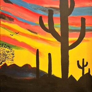 Saguaro Cactus Sunset Painting - Etsy