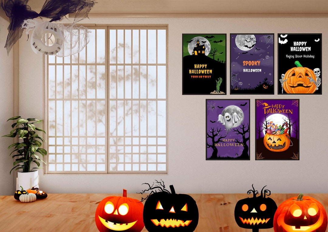 Halloween Posters Halloween Post Cards Set of 5 Each Party - Etsy