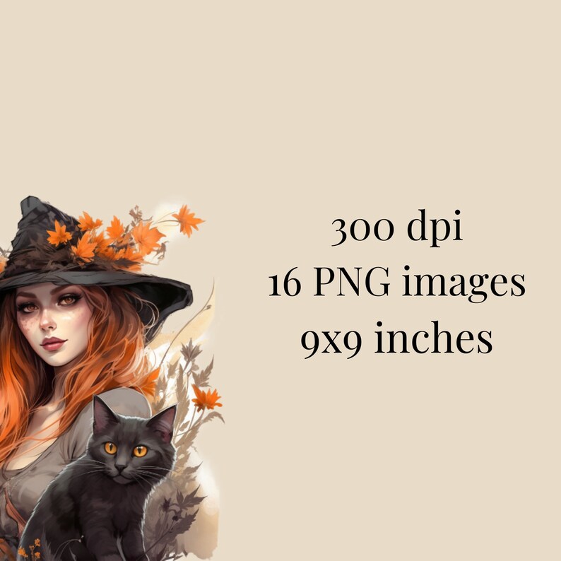 16 PNG Clip Art / Watercolor Colorful Witches / PNG / Transparent ...