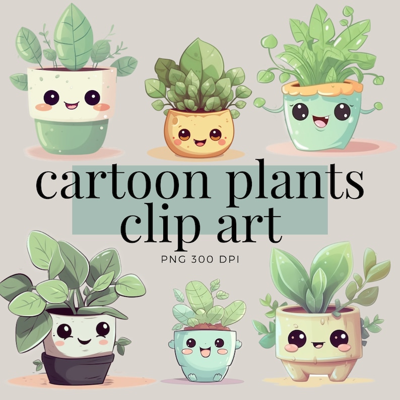 16 PNG Clip Art / Cute Cartoon Plants / PNG / Transparent Background ...
