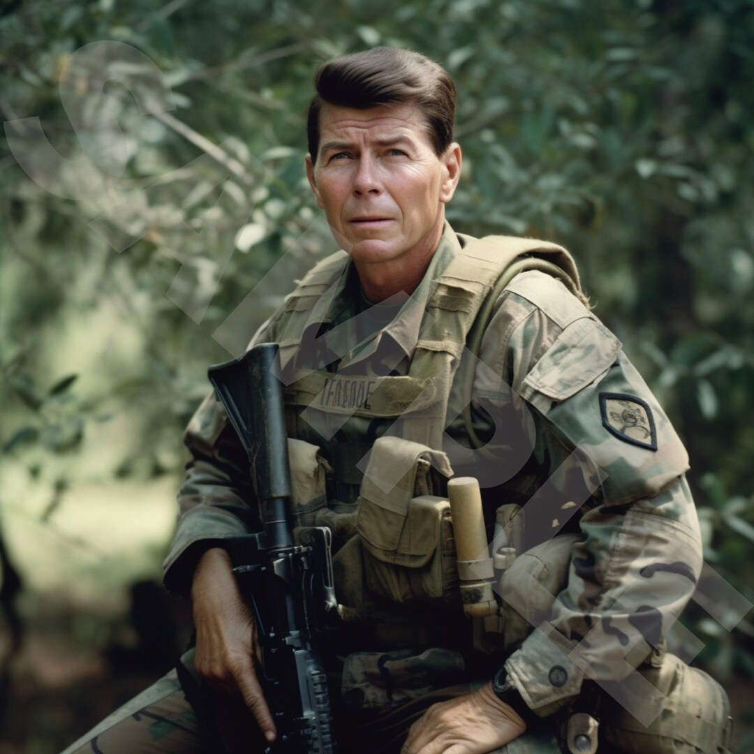 Ronald Reagan Digital Print Modern War, President, Patriotic, USA ...