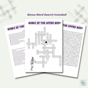 Bones of the Body Anatomy Crossword and Searchword Answers Digital ...