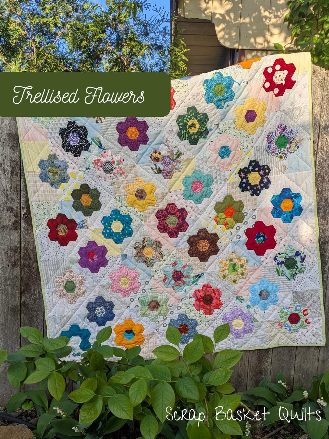Trellised Flowers EPP Hexagon Quilt Pattern: Multiple Sizes - Etsy