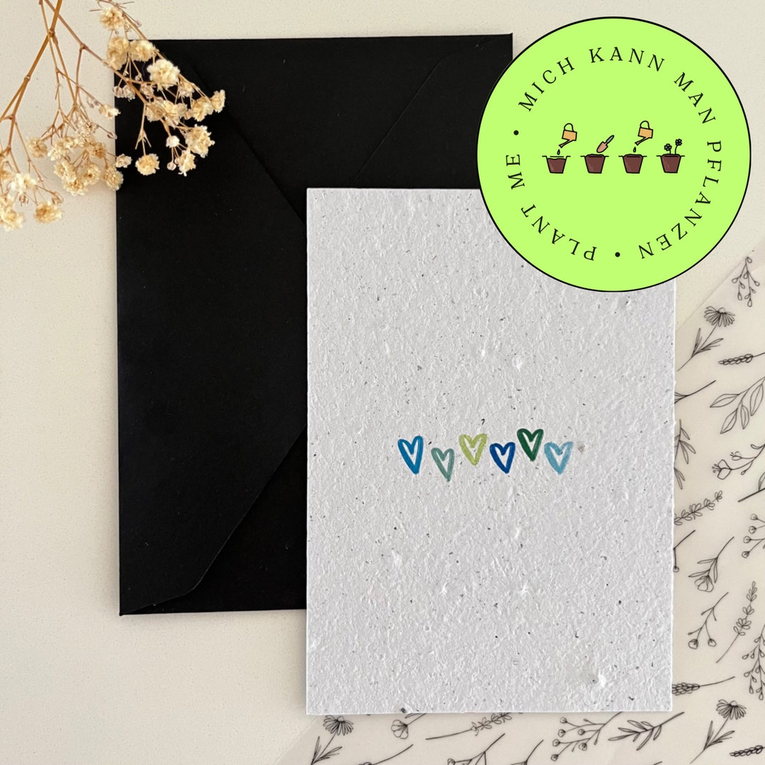 Seed Paper Postcard Postcard Heart Growing Card - Etsy