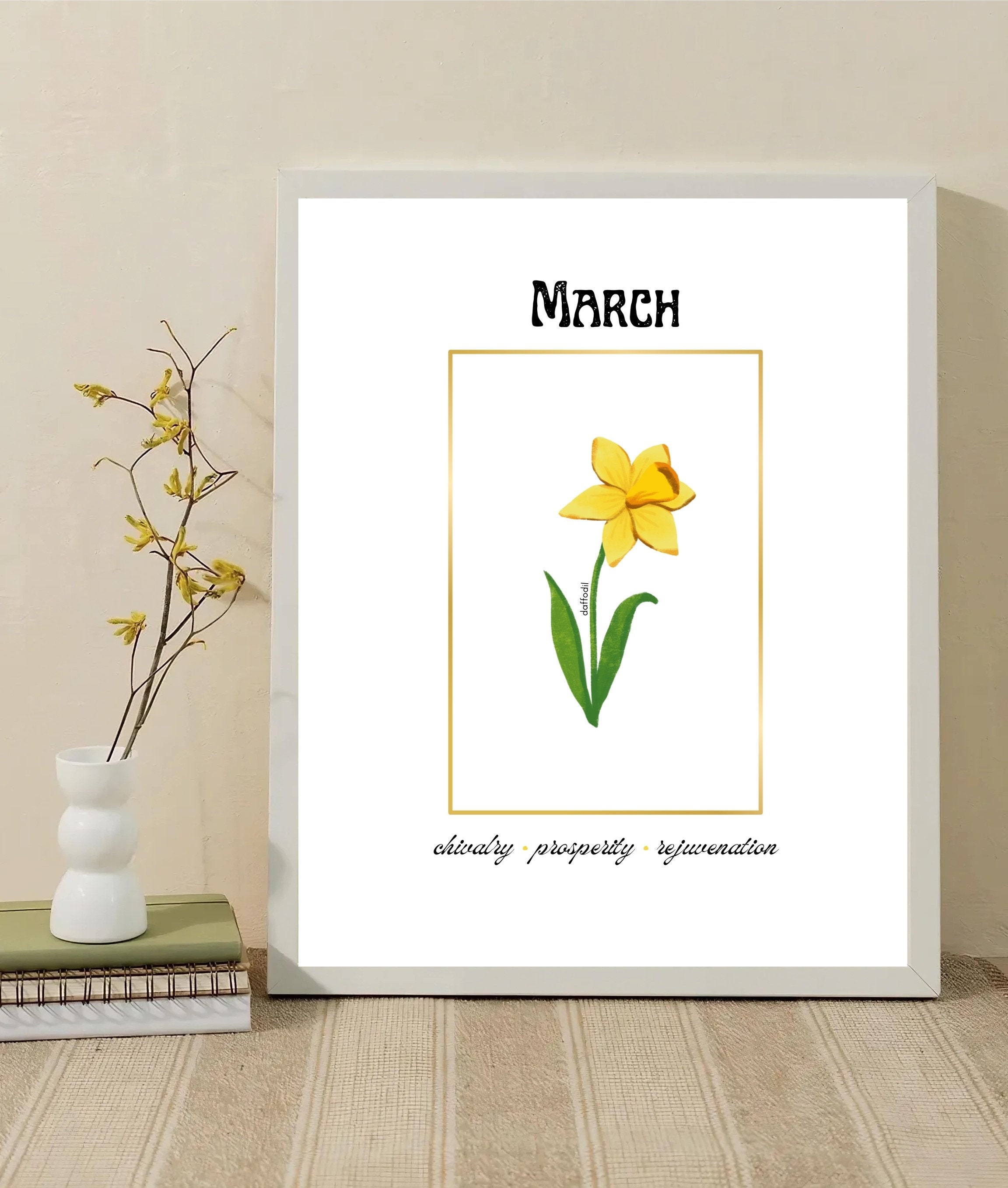 March Birth Flower Printable March Birthday Gift Flower Wall - Etsy