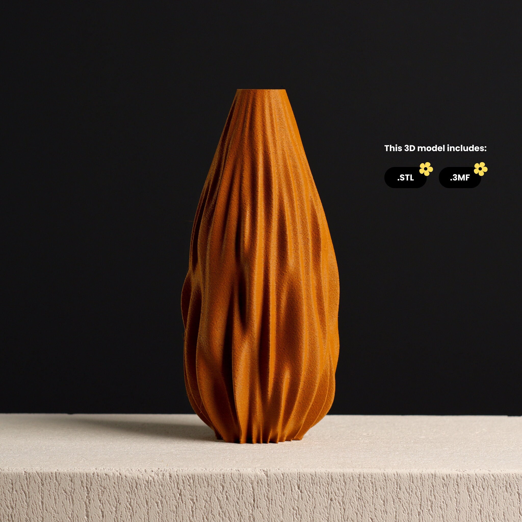 Organic Droplet Vase STL File for 3D Printer, 3D Model Spiral Vase Mode ...