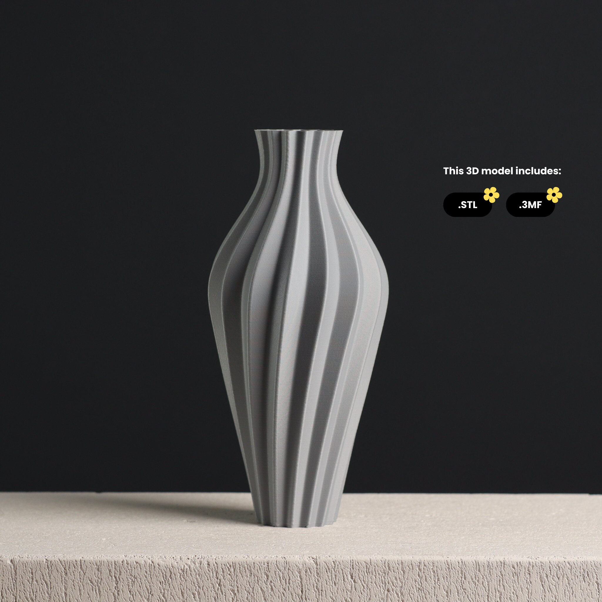 Sleek Bulb Vase STL File for 3D Printer, 3D Model Spiral Vase Mode - Etsy