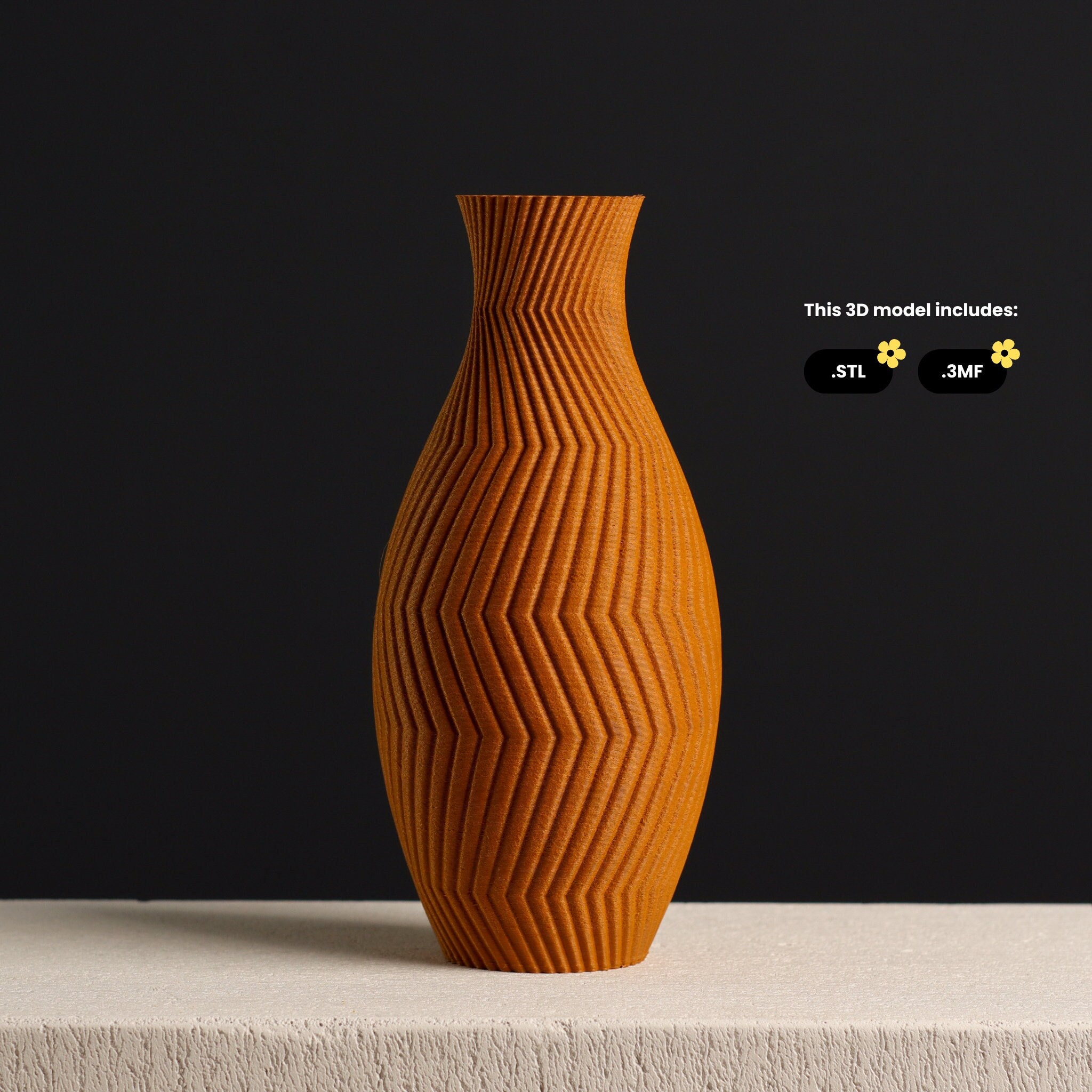 Zigzag Vase STL File, 3D Model for Vase Mode 3D Printing - Etsy